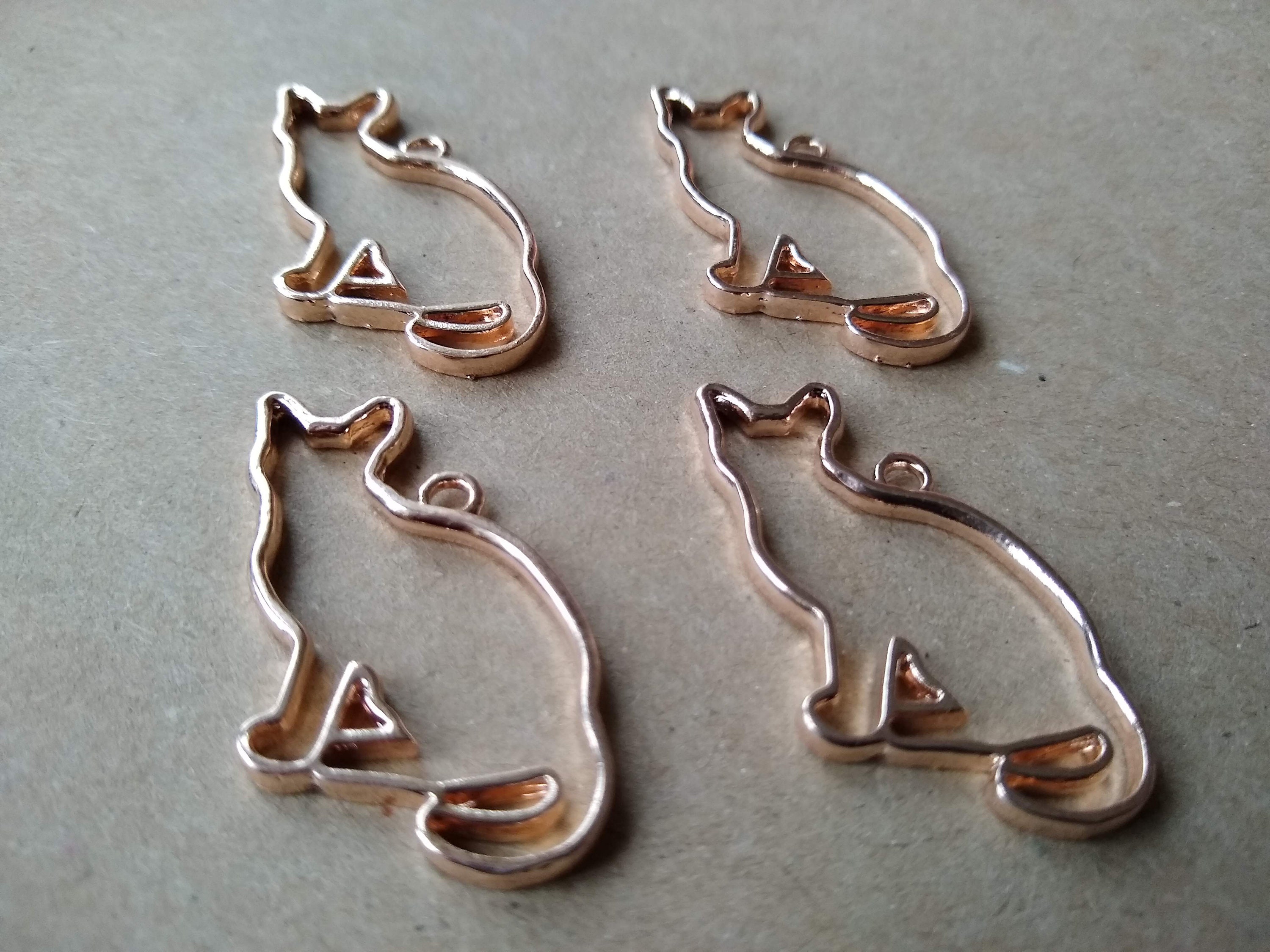 Rose Gold Cat Open Bezel Charm for Keyring Making Dried - Etsy UK