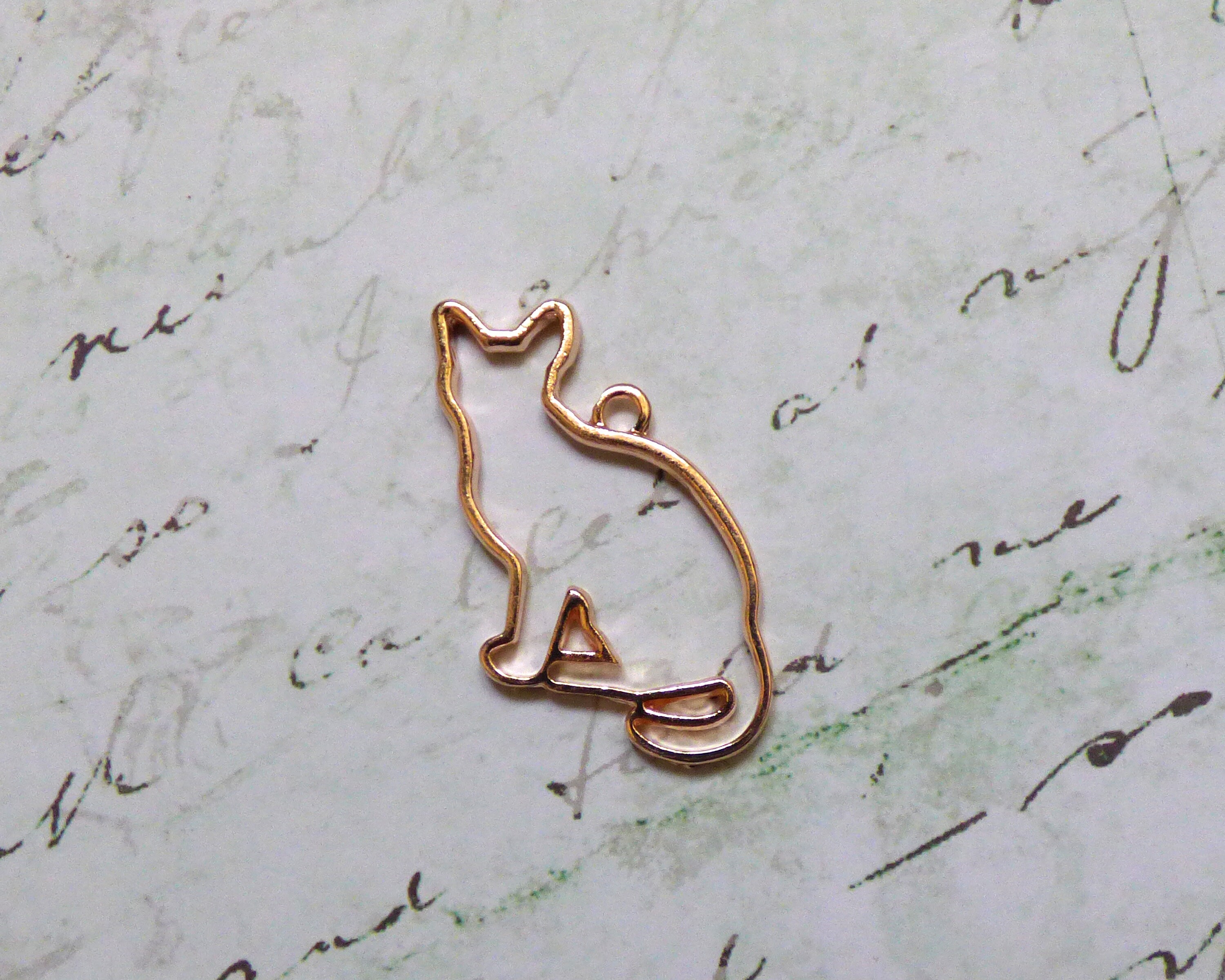 Rose Gold Cat Open Bezel Charm for Keyring Making Dried - Etsy UK