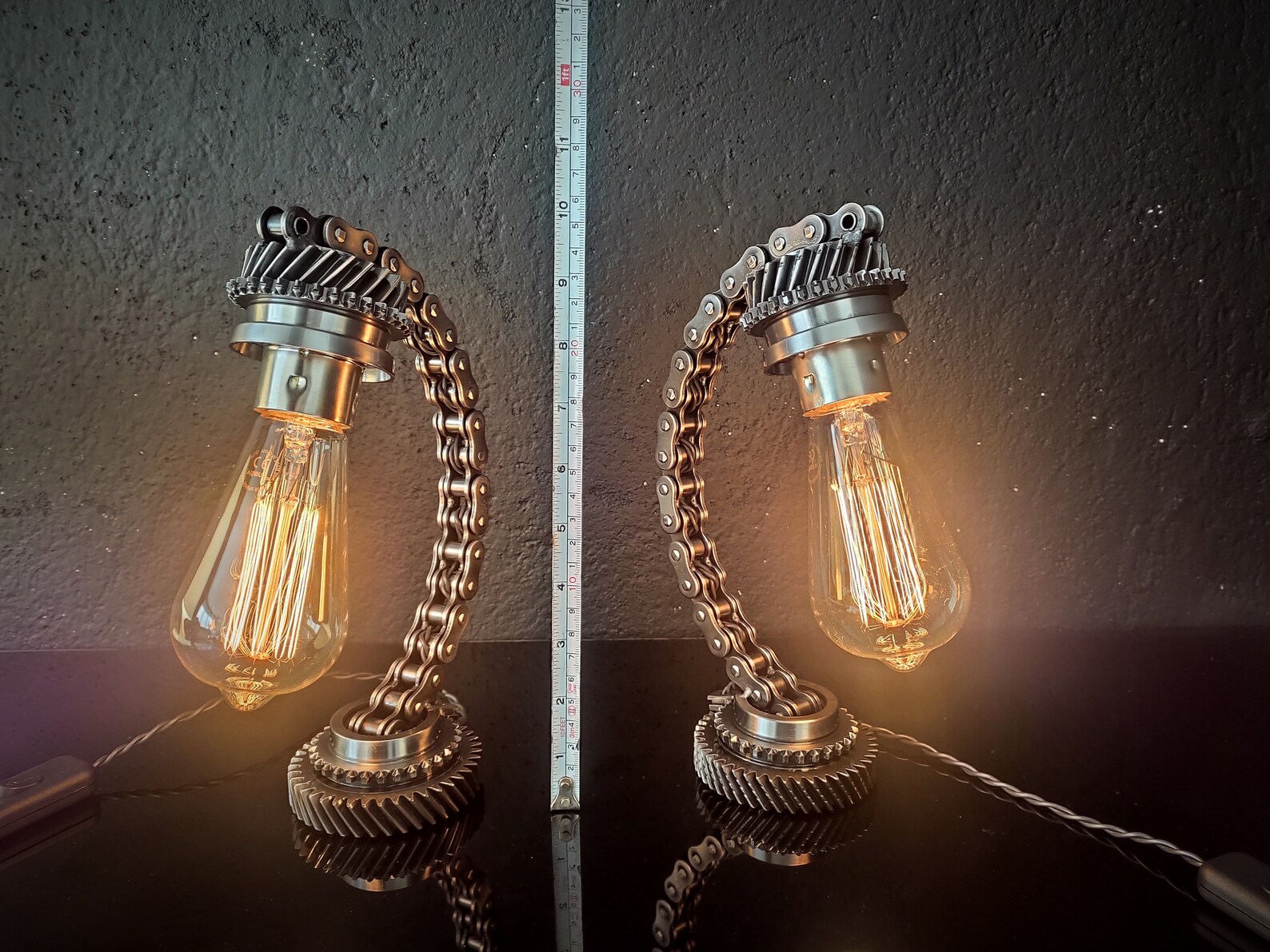 A Pair of Industrial style Night Stand Lamps / Custom Handmade | Etsy