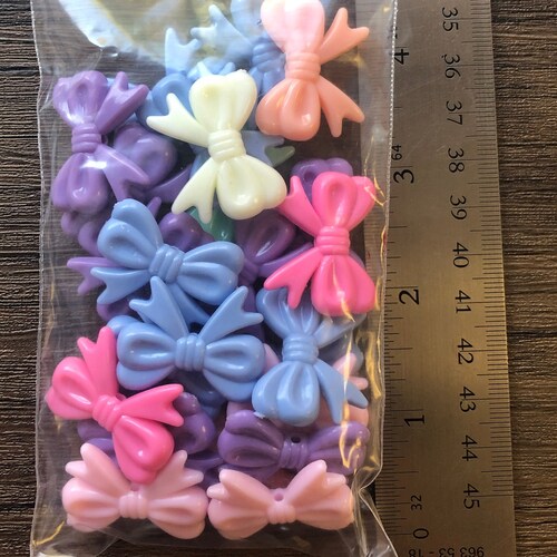 X 24pcs Clear Multicolored Bow Beads 30mm X 23mm - Etsy