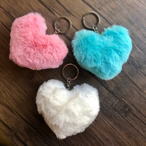 Pompom Puffy Heart Puffs Keychain - Etsy