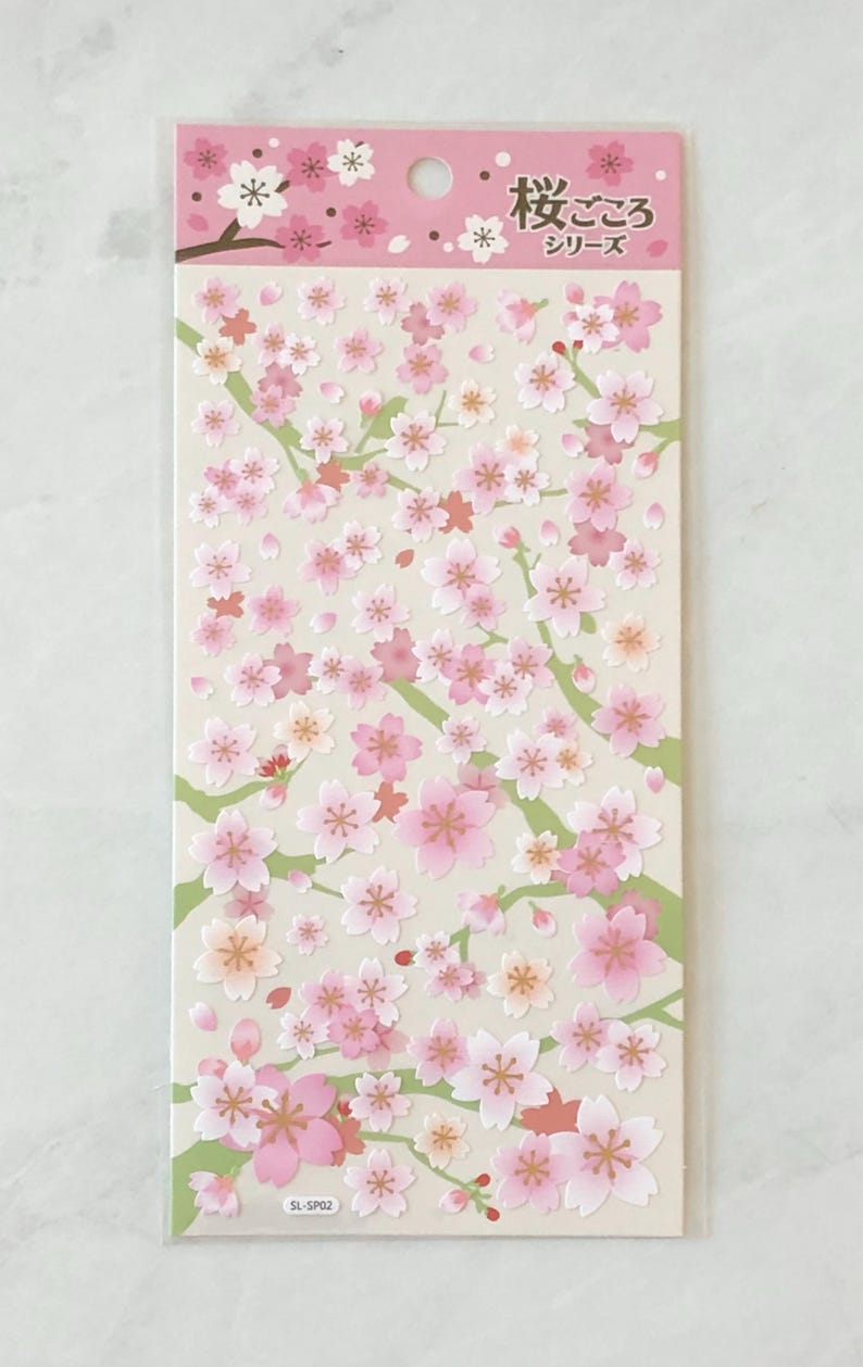 E33-E34 Cherry Blossom Sticker Sheets Gold Accents - Etsy