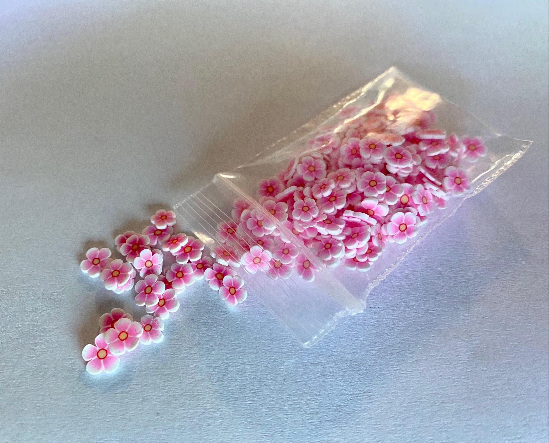 105 Pink Flower Clay Slices - Etsy