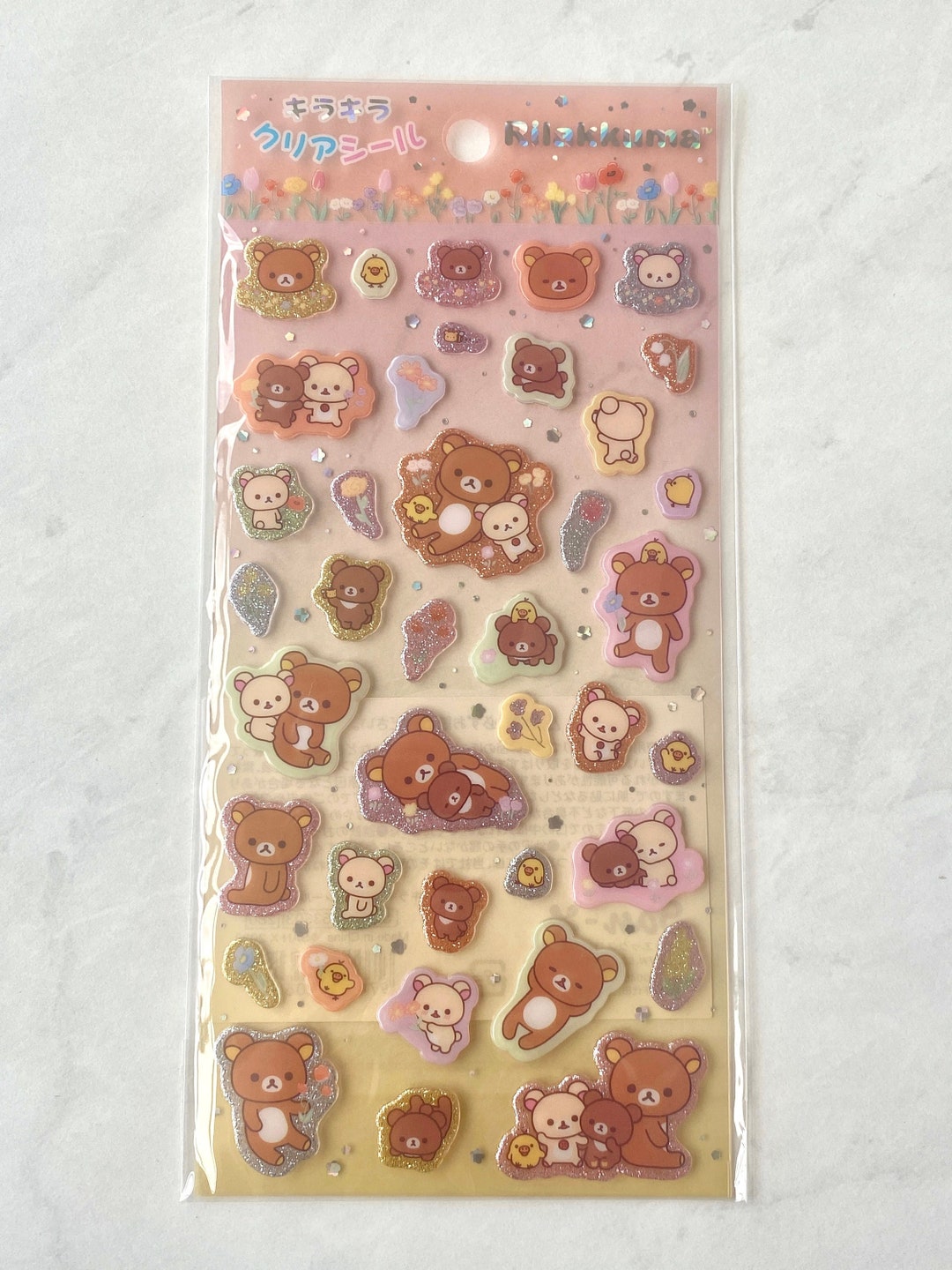 C47 2022 New Rilakkuma Sticker Sheet Clear Jelly Glitter - Etsy