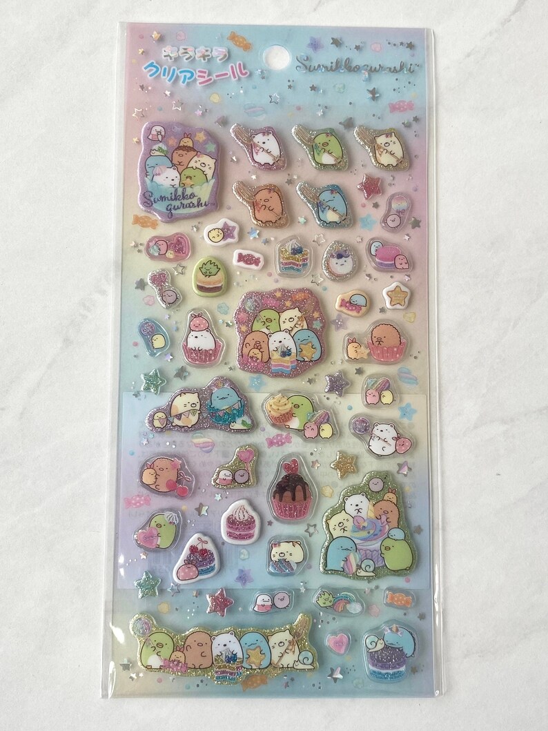 2022 New Sumikko Gurashi Sticker Sheet Clear Jelly Glitter - Etsy