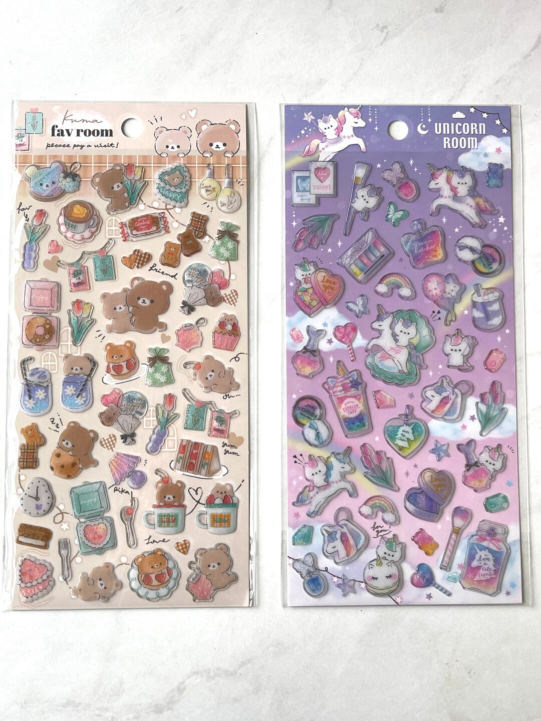 B1-B2 Jelly Sticker Sheet Kuma Unicorn - Etsy