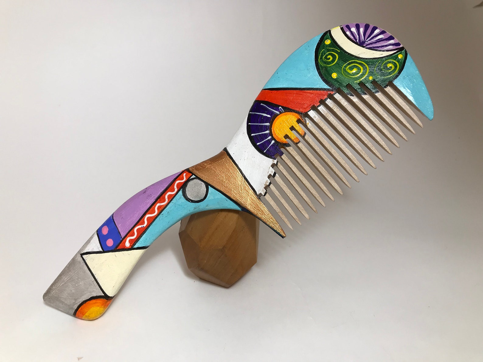 Hand Painting Comb Wooden Hair Comb Pattern Design Hair - Etsy.de