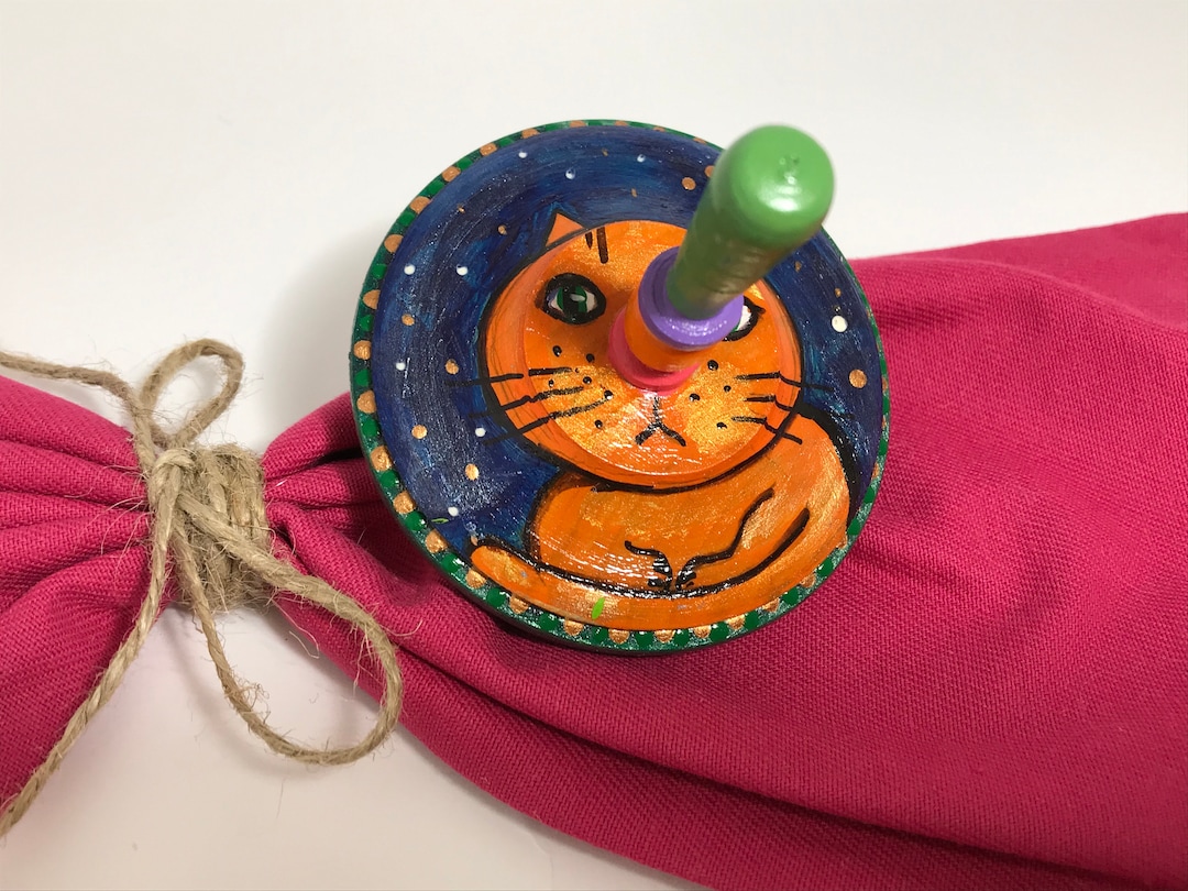 Handmade Top Toy, Hand-painted Top Toy, Wooden Top Toy, Red Сat ...