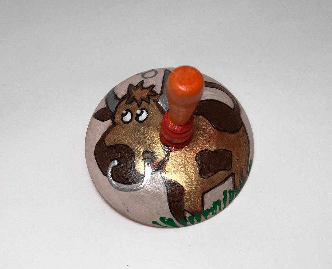 Handmade Top Toy, Hand-painted Top Toy, Wooden Top Toy, Bull, Spinning ...