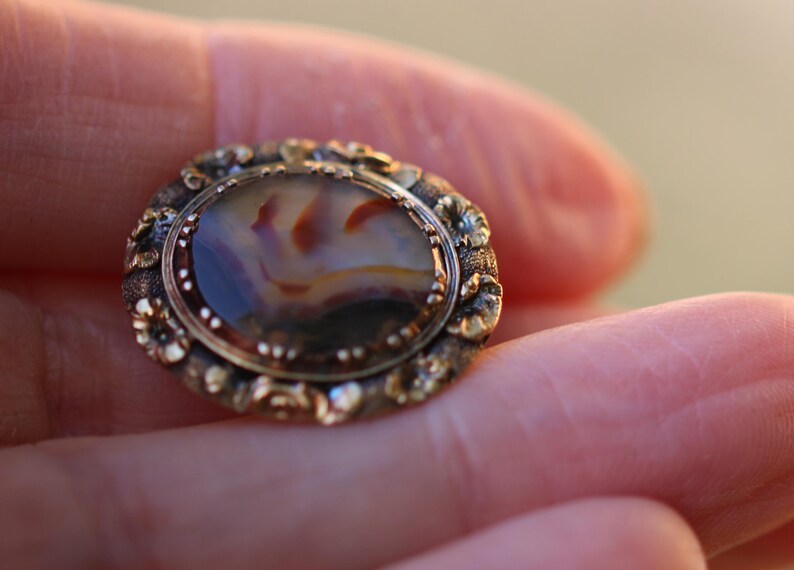Victorian 9ct Agate Brooch - Etsy