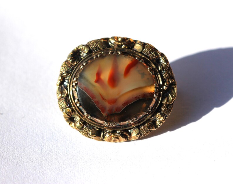 Victorian 9ct Agate Brooch - Etsy