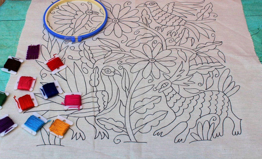 Otomi, Embroidery Kit, Mexican Embroidery Kit, Embroidery Pattern ...