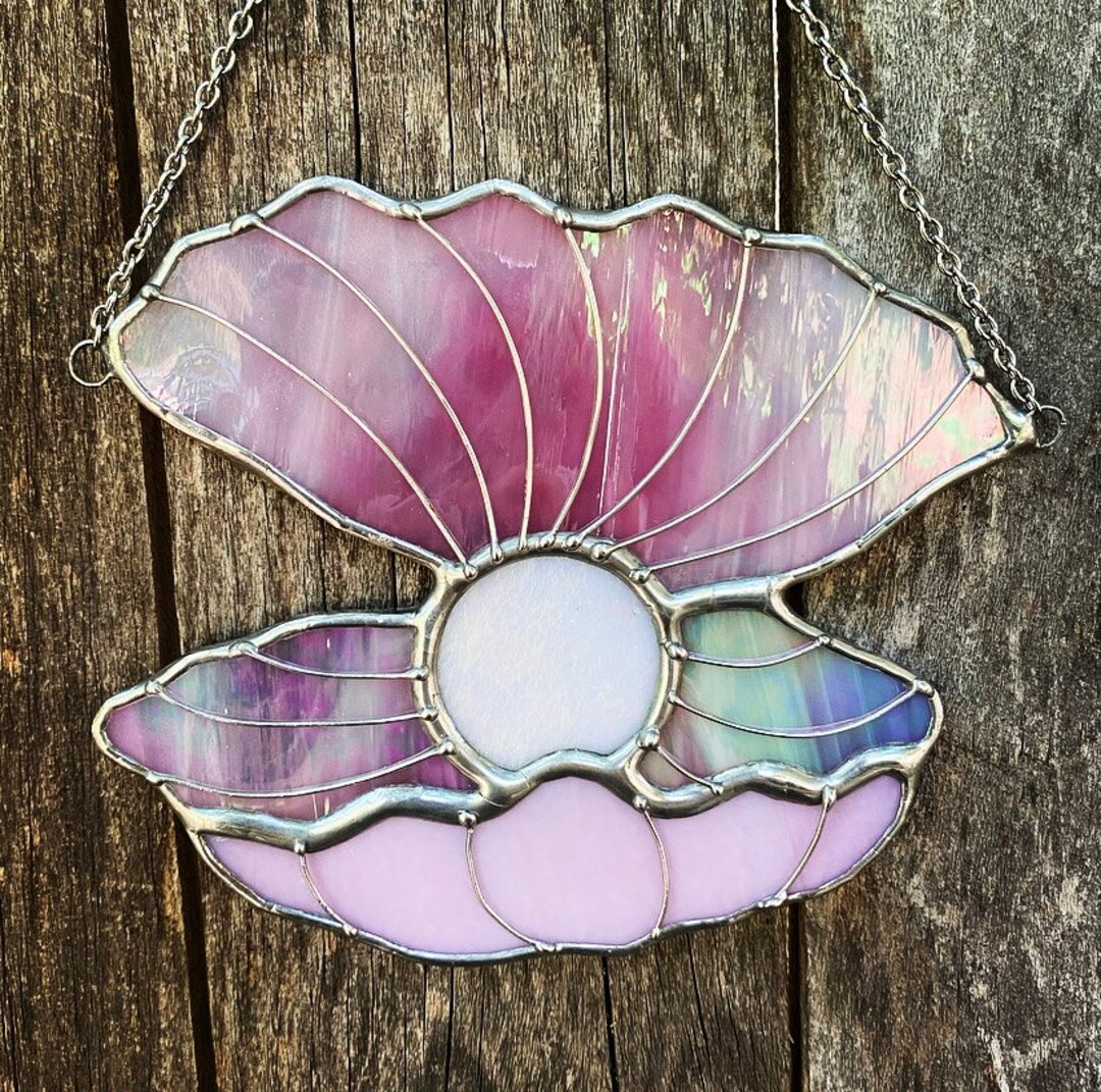 Pink Seashell Stained Glass Suncatcher - Etsy