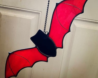 Halloween Bat Stained Glass Bat Decor Window Hangings Stained Glass ...