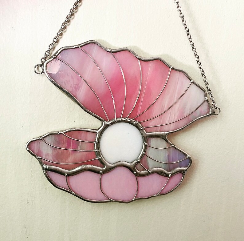 Pink Seashell Stained Glass Suncatcher - Etsy