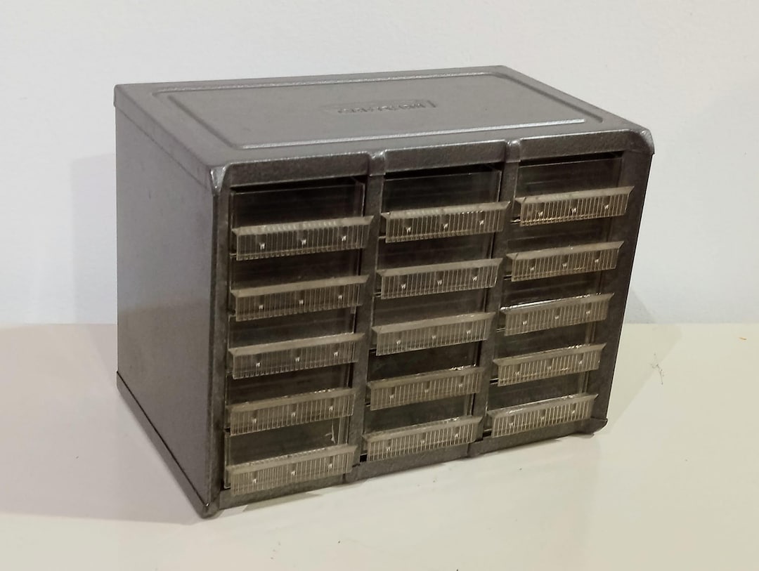 Vintage Metal Craftsman 15 Drawer Parts Organizer Cabinet ~ Plastic ...