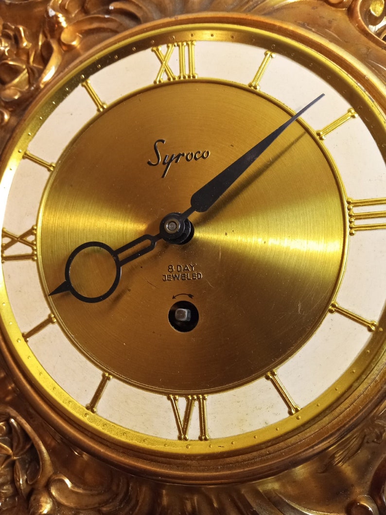 Vintage Syroco Gold 8 Day Jeweled Wall Clock Working With - Etsy