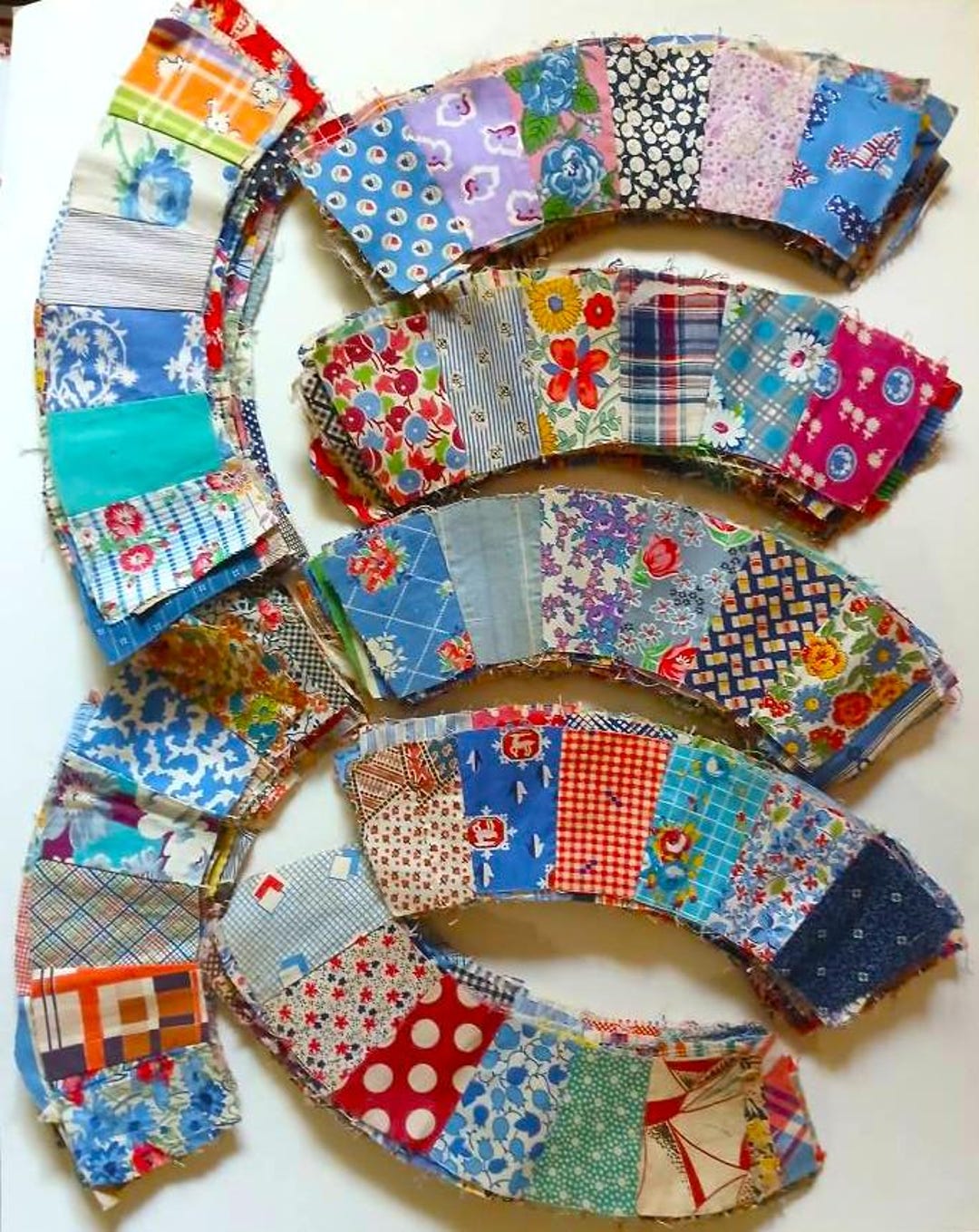Lot of 133 Vintage Sewn Together Quilt Pieces, Feedsack, Quilt Scraps ...