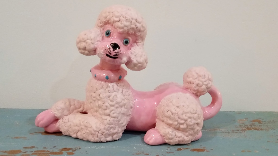 Vintage Pink Poodle Figurine Kitschy Studio Atlantic Mold Dog Statuette ...