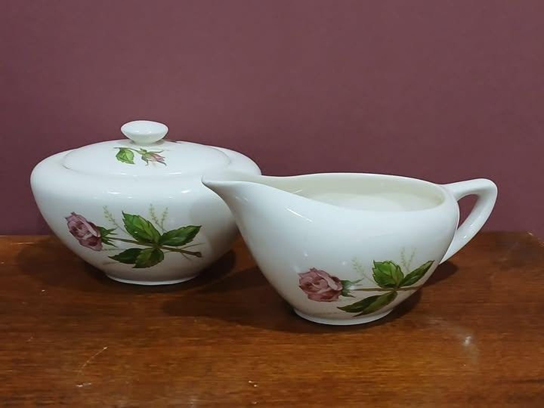 Vintage 50's Cream and Sugar China Tea Rose Set ~ Edwin Knowles ...