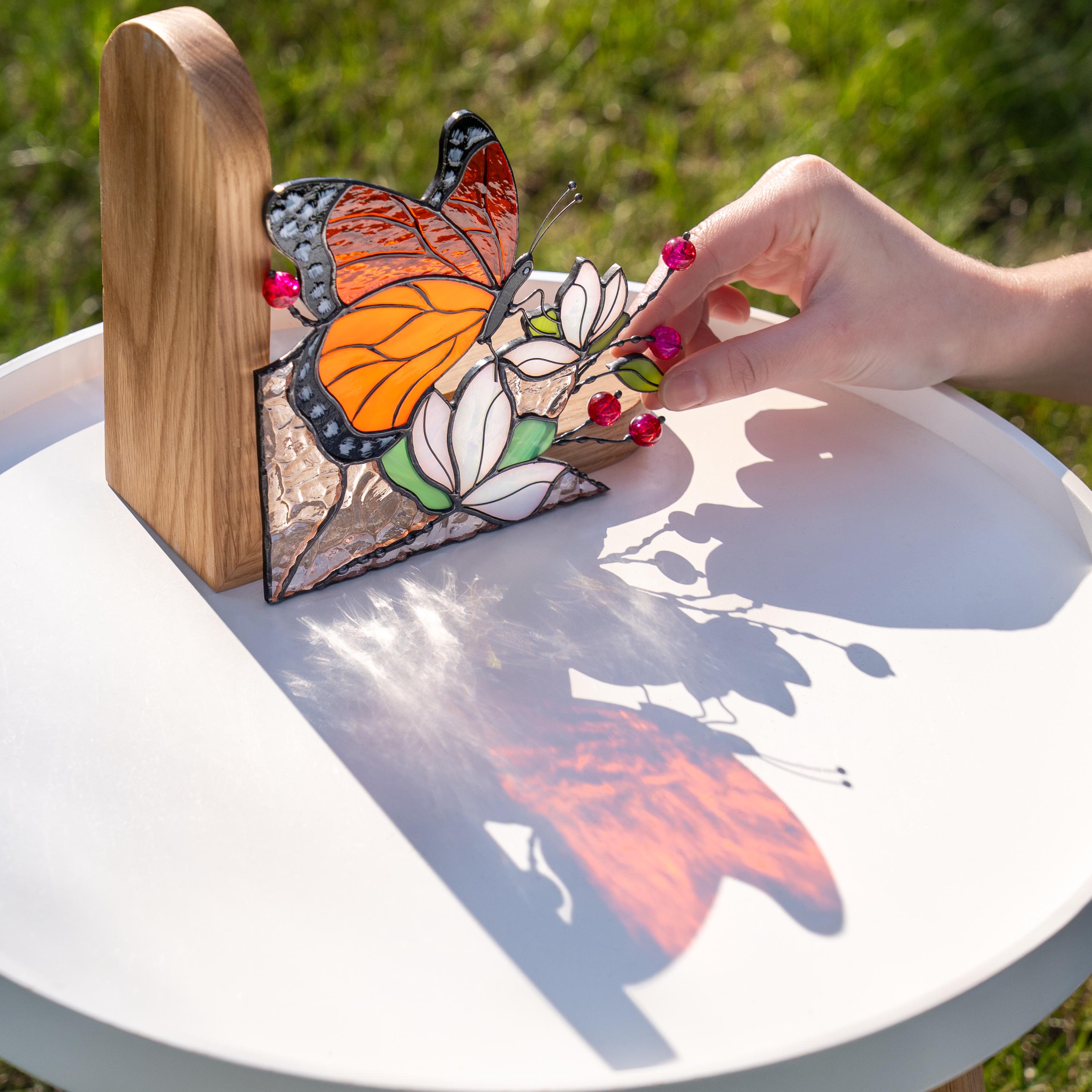 Book Ends Stained Glass Monarch Butterfly Wall Art Daughter in Law Gift ...