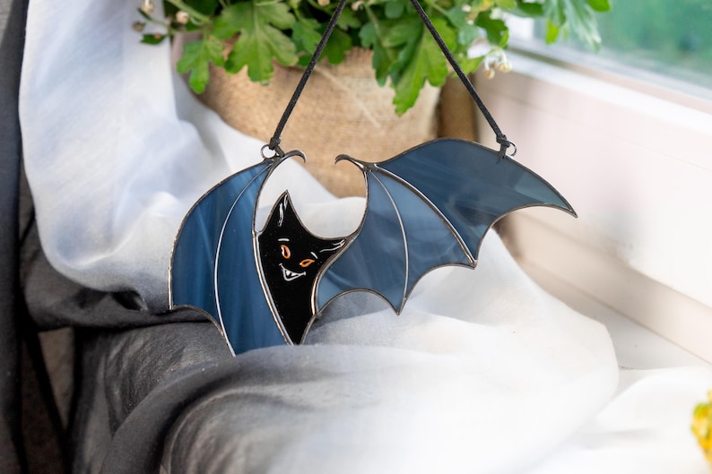 Vampire Bat Stained Glass Window Hangings Creepy Decor Halloween ...