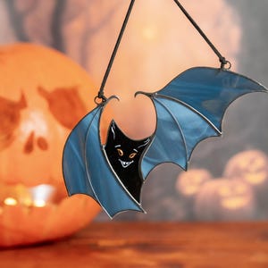 Vampire Bat Stained Glass Window Hangings Creepy Decor Halloween ...