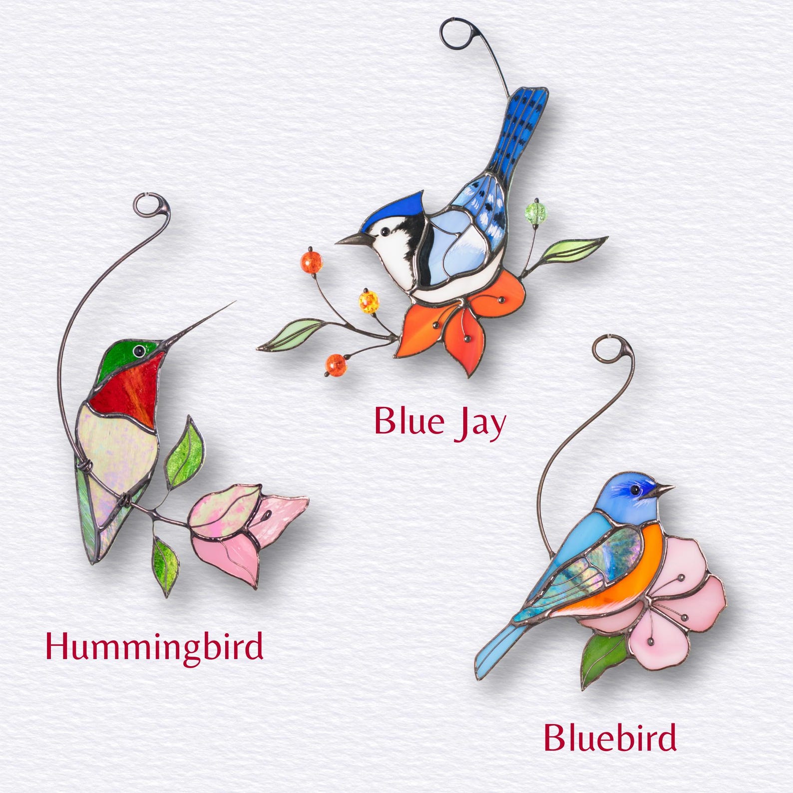 Book Ends Stained Glass Panel Godmother Gift Blue Jay Suncatcher - Etsy