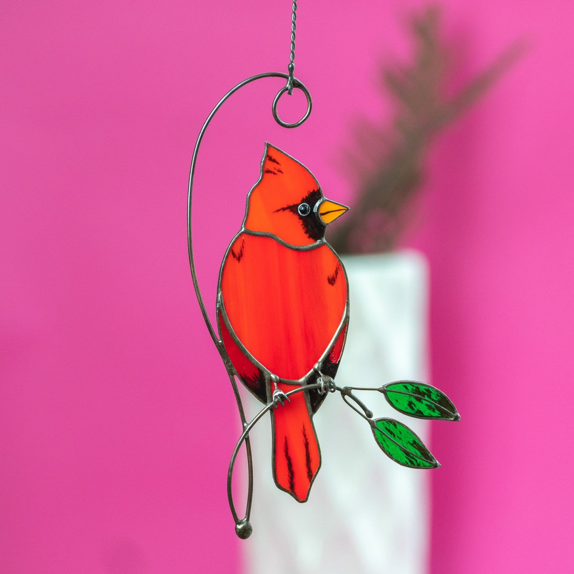 Cardinal Stained Glass Window Hangings Mothers Day Gift | Etsy