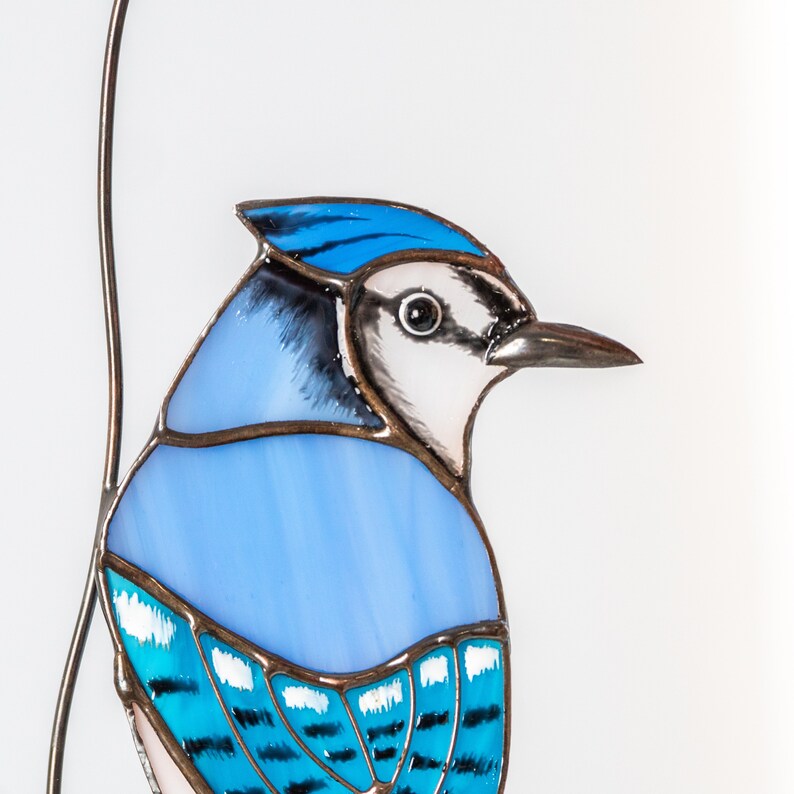 Blue Jay Stained Glass Bird Suncatcher Mom Gift Modernstained - Etsy