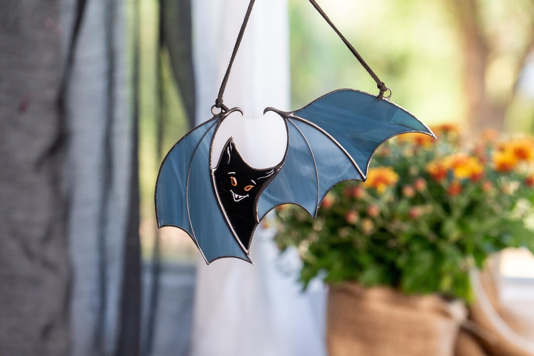 Vampire Bat Stained Glass Window Hangings Creepy Decor Halloween ...