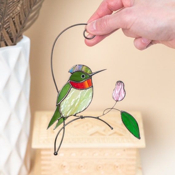 Hummingbird Stained Glass Window Hangings Mom Gift Custom - Etsy