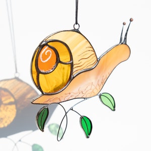Snail Stained Glass Window Hangings Gifts for Mom Custom Stained Glass ...