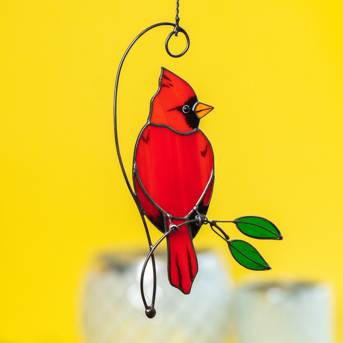 Cardinal Stained Glass Window Hangings Mothers Day Gift | Etsy