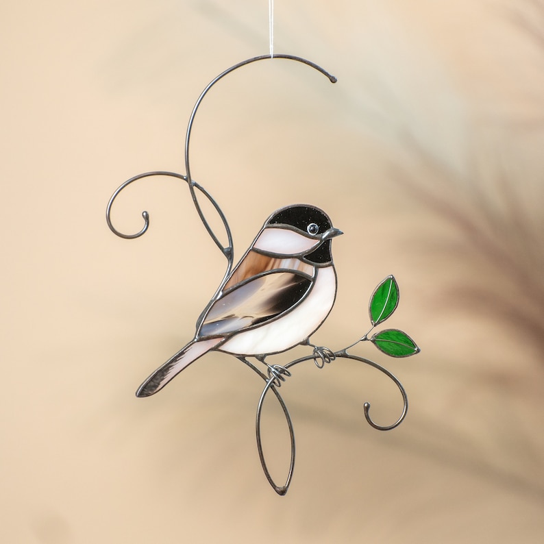 Chickadee Stained Glass Window Hangings Stained Glass Birds - Etsy