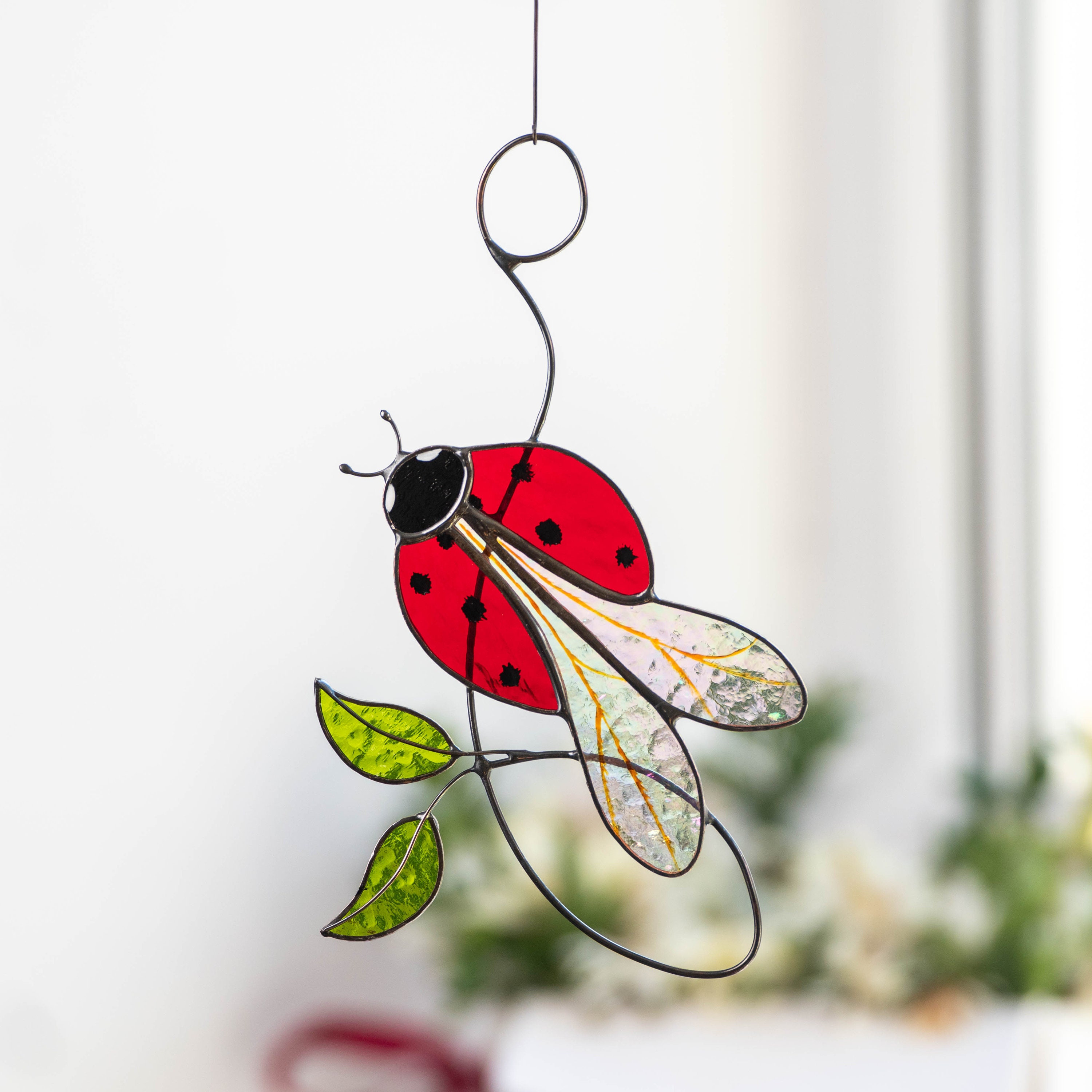 Ladybug Stained Glass Window Hangings Unique Gift for Mom Modern ...