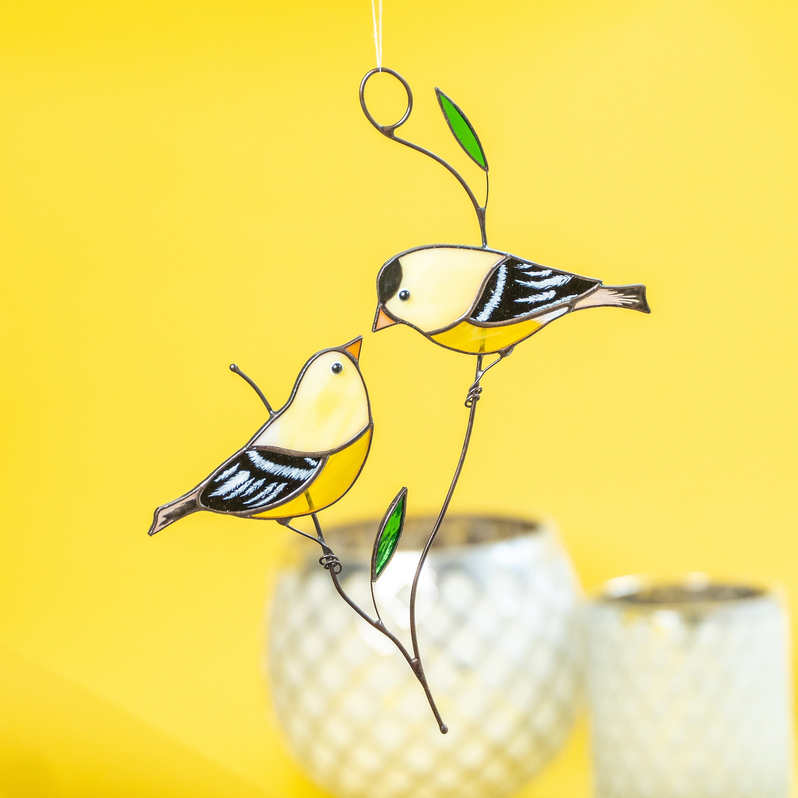 Goldfinches Stained Glass Window Hangings Mothers Day Gift - Etsy