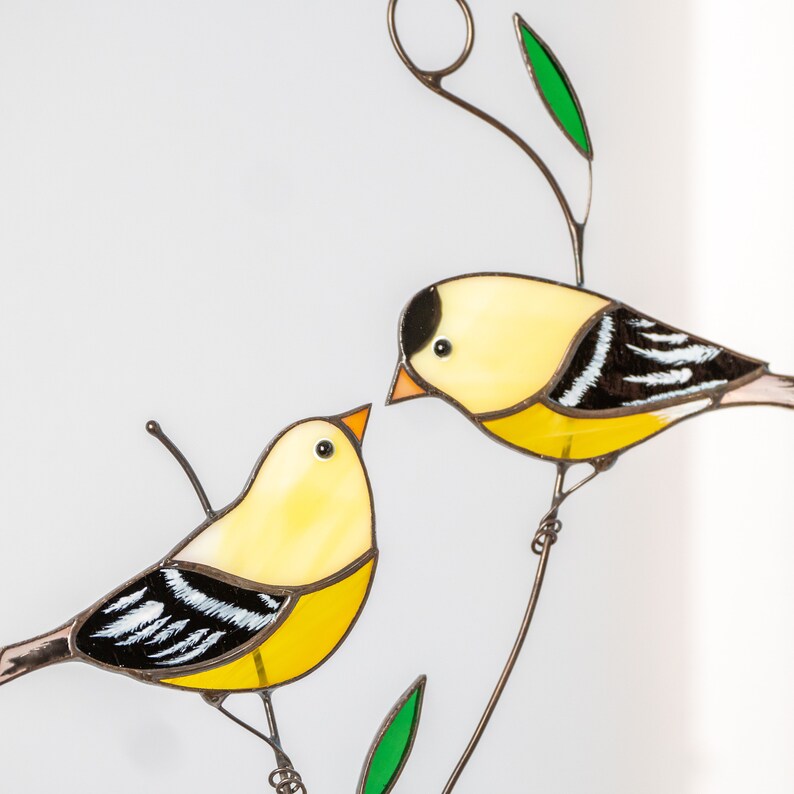 Goldfinches Stained Glass Window Hangings Mothers Day Gift - Etsy