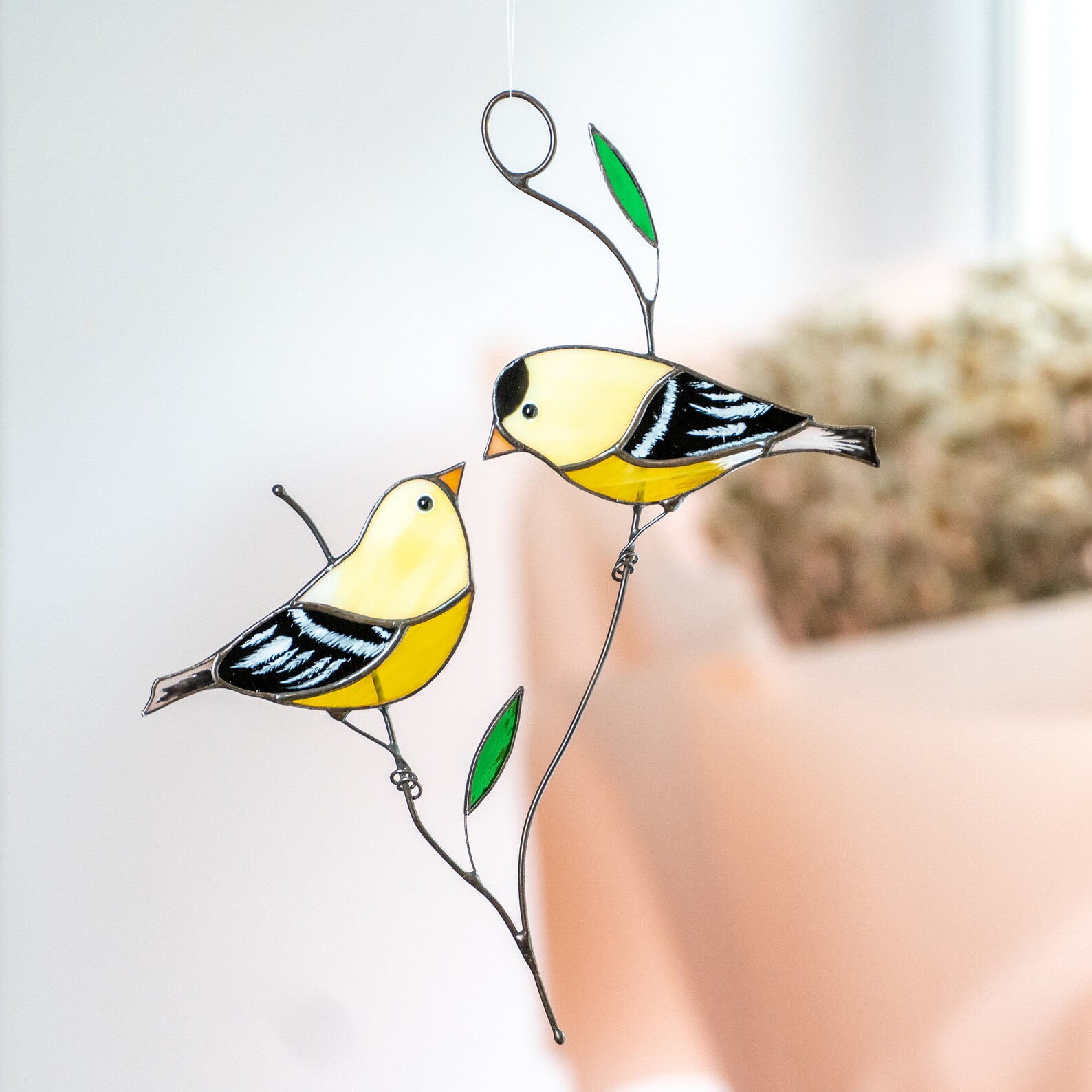 Goldfinches Stained Glass Window Hangings Mothers Day Gift - Etsy