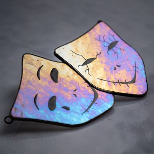 Masquerade Mask Stained Glass Window Hangings Halloween Decor Comedy ...