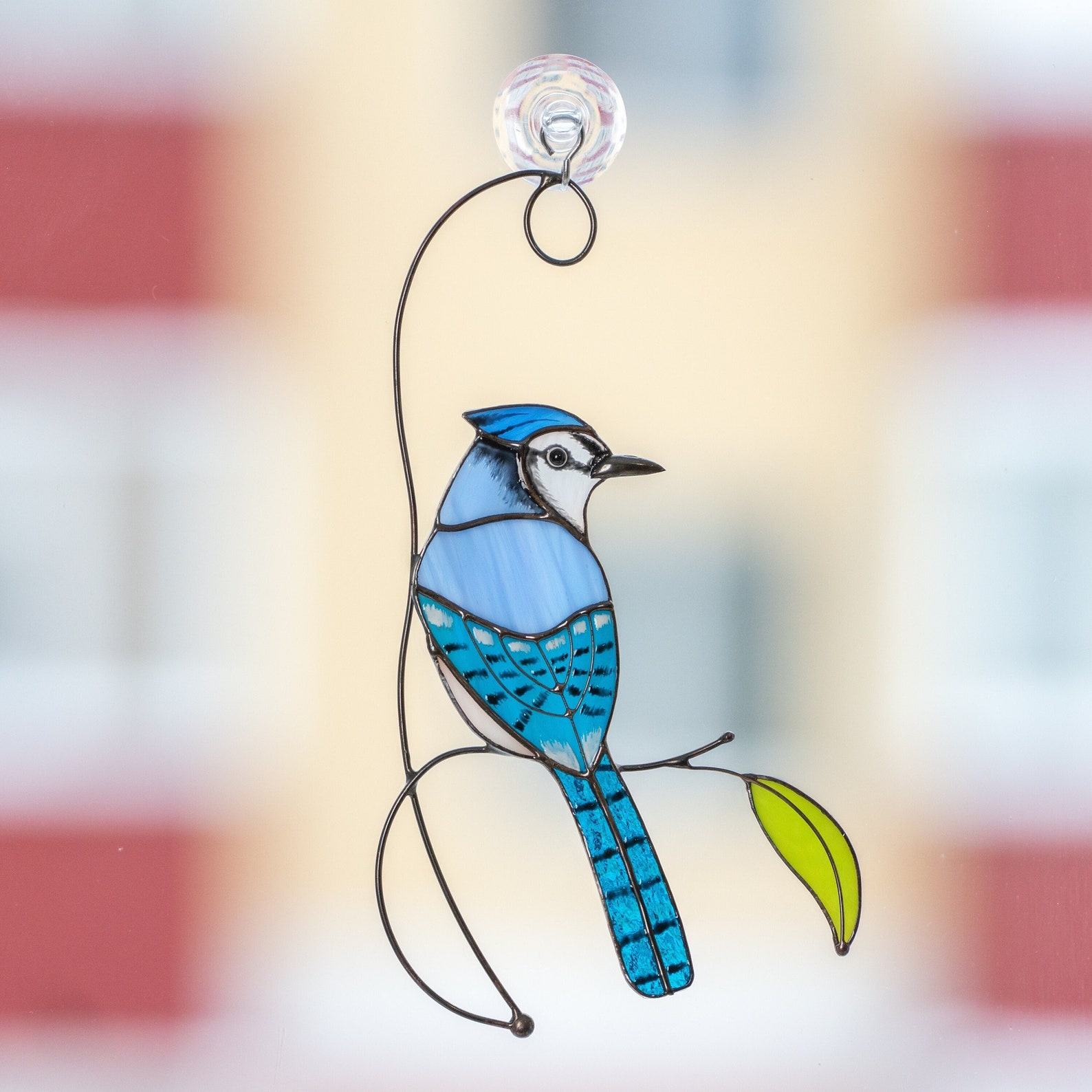 Blue Jay Stained Glass Bird Suncatcher Mom Gift Modernstained - Etsy