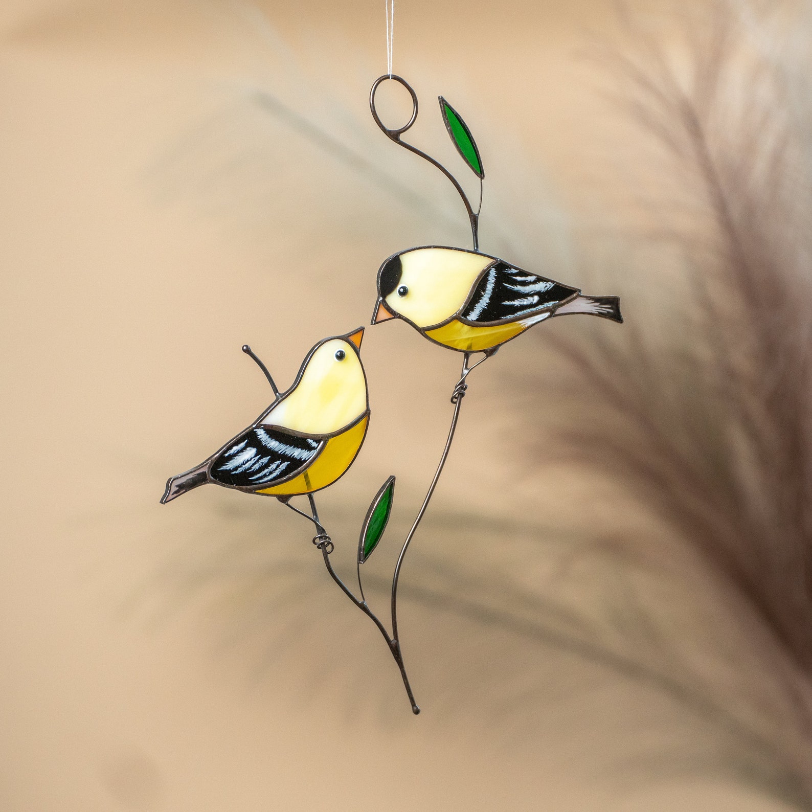 Goldfinches Stained Glass Window Hangings Christmas Gifts - Etsy