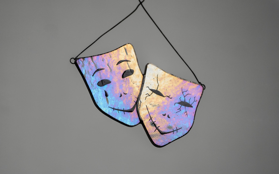 Comedy Mask Stained Glass Suncatcher Christmas Gifts Halloween Decor ...