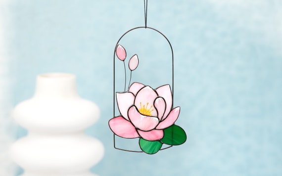 Lotus Stained Glass Window Hangings Lotus Flower Decor Lotus - Etsy