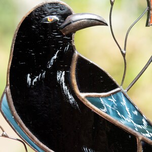 Raven Stained Glass Window Hangings Horror Decor Crow Stained Glass ...