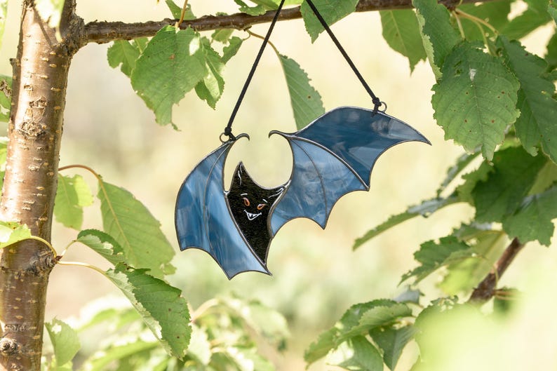 Vampire Bat Stained Glass Window Hangings Creepy Decor Halloween ...