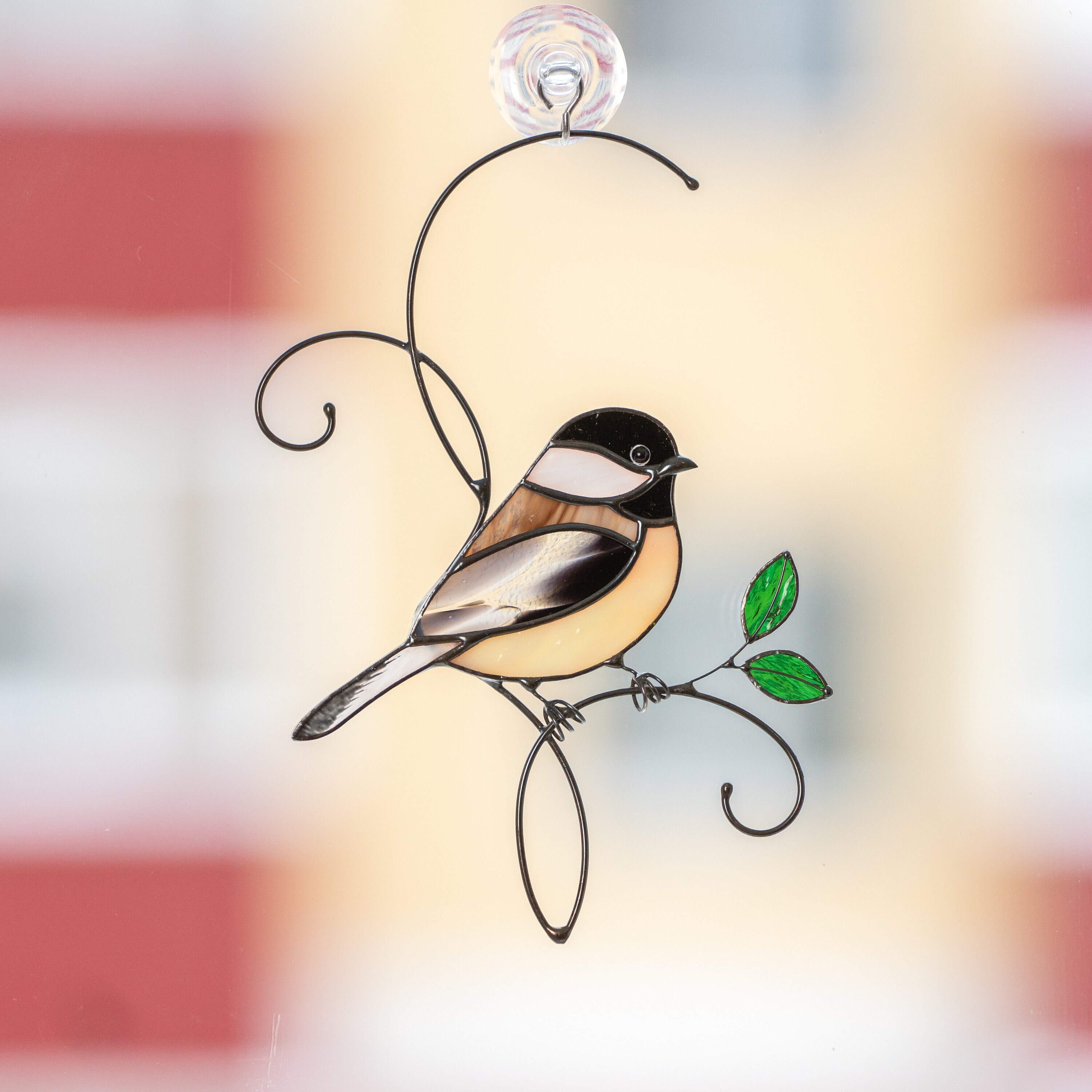 Chickadee Stained Glass Window Hangings Stained Glass Bird | Etsy