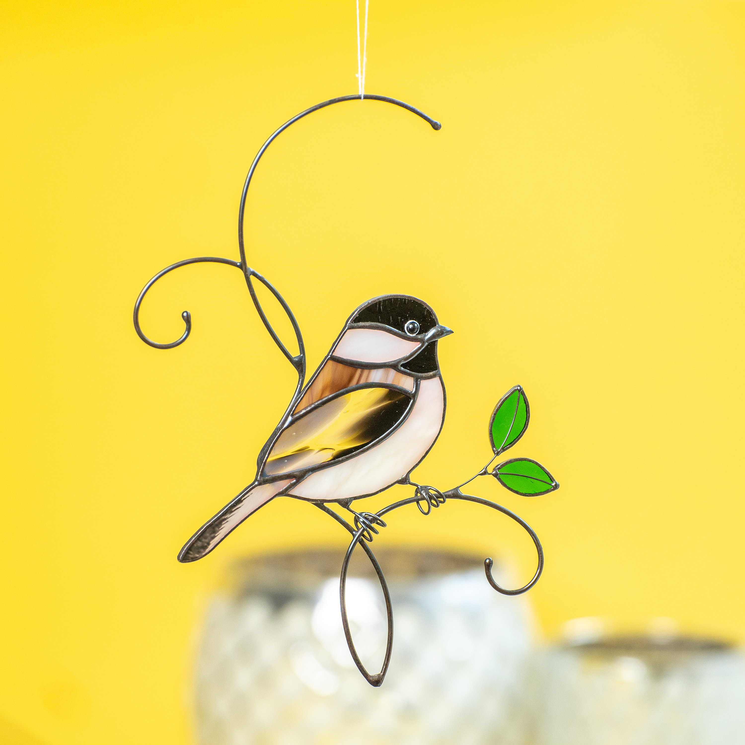 Chickadee Stained Glass Window Hangings Stained Glass Birds - Etsy