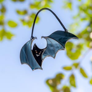 Vampire Bat Stained Glass Window Hangings Creepy Decor Halloween ...