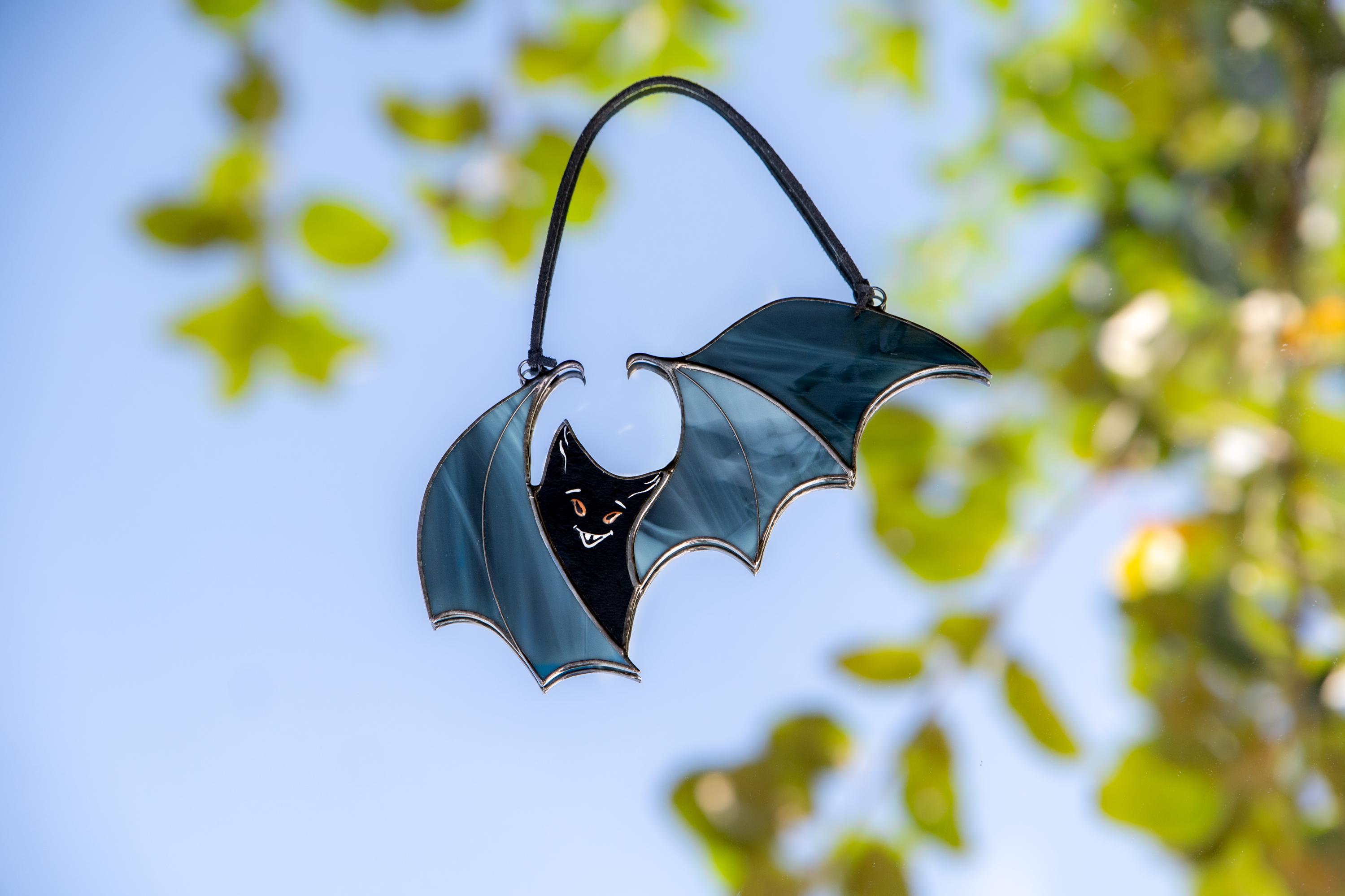 Vampire Bat Stained Glass Window Hangings Creepy Decor Halloween ...